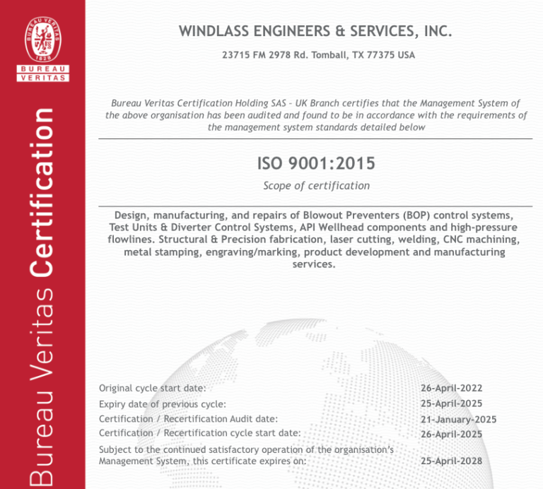 Certifications - Windlass Engineers